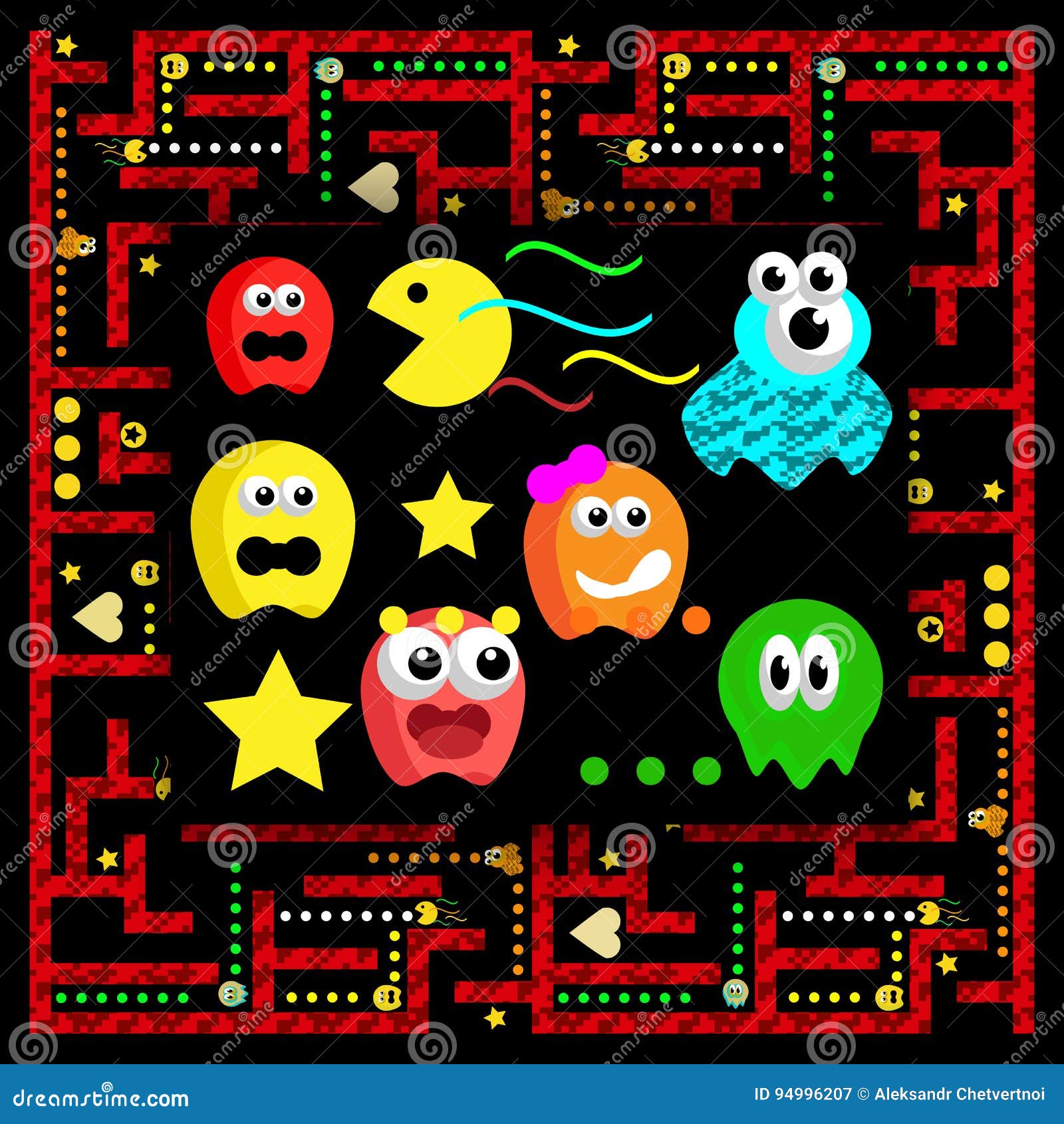 Ghosts Monster Racing. Arcade Game Icon. Retro Game Design Editorial ...