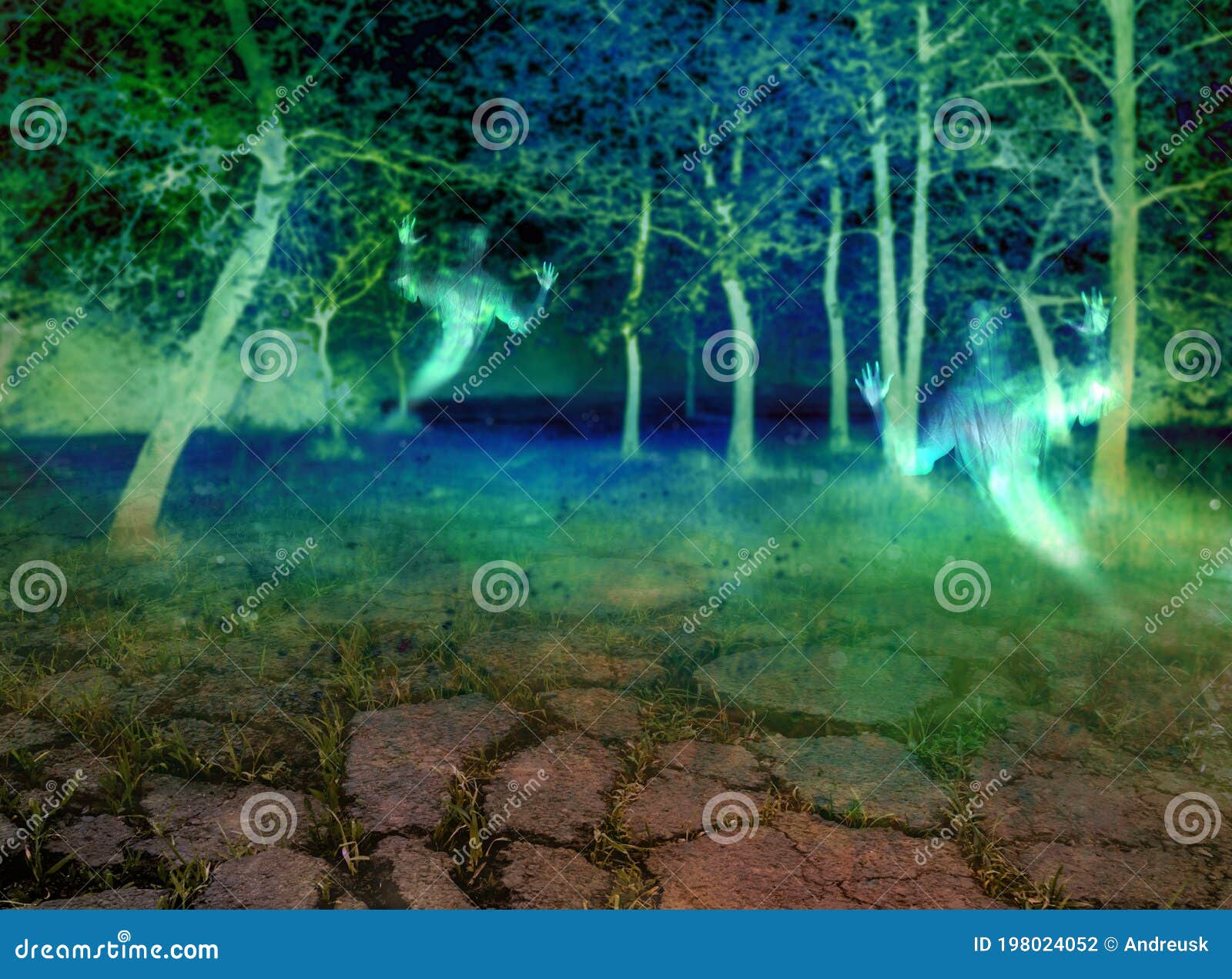 Nightmare Forest With Scary Trees Silhouette Royalty-Free Stock ...