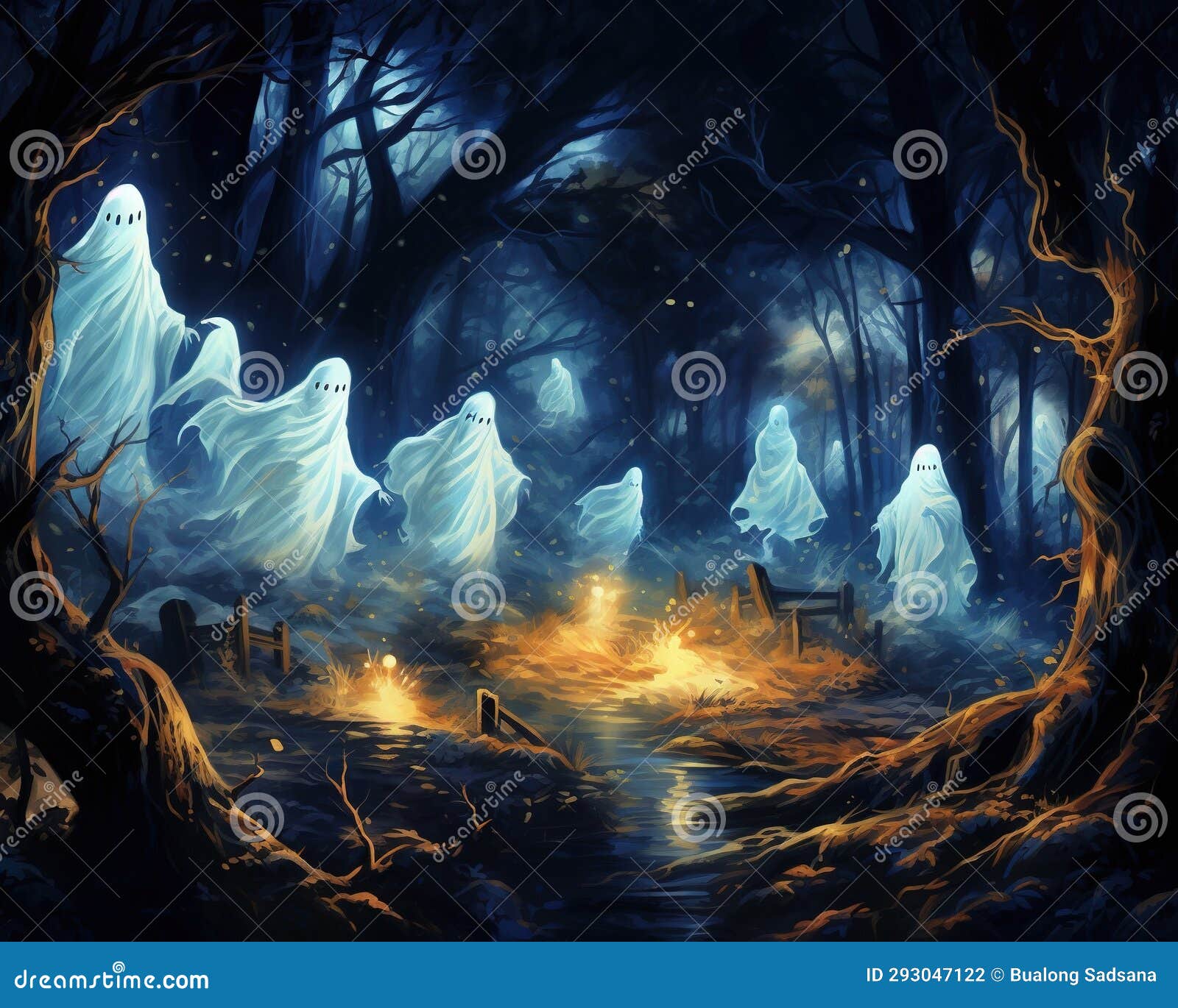 Ghosts are Roaming the Lands at Night Looking for Prey. Stock ...