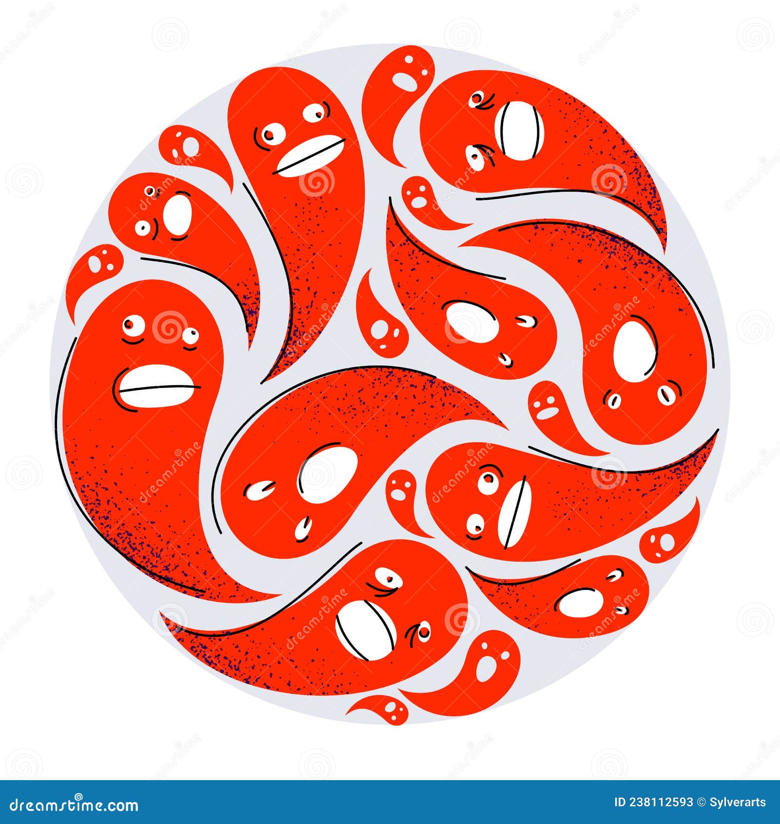 Ghosts Round Composition in a Circle Vector Design Illustration, Horror ...