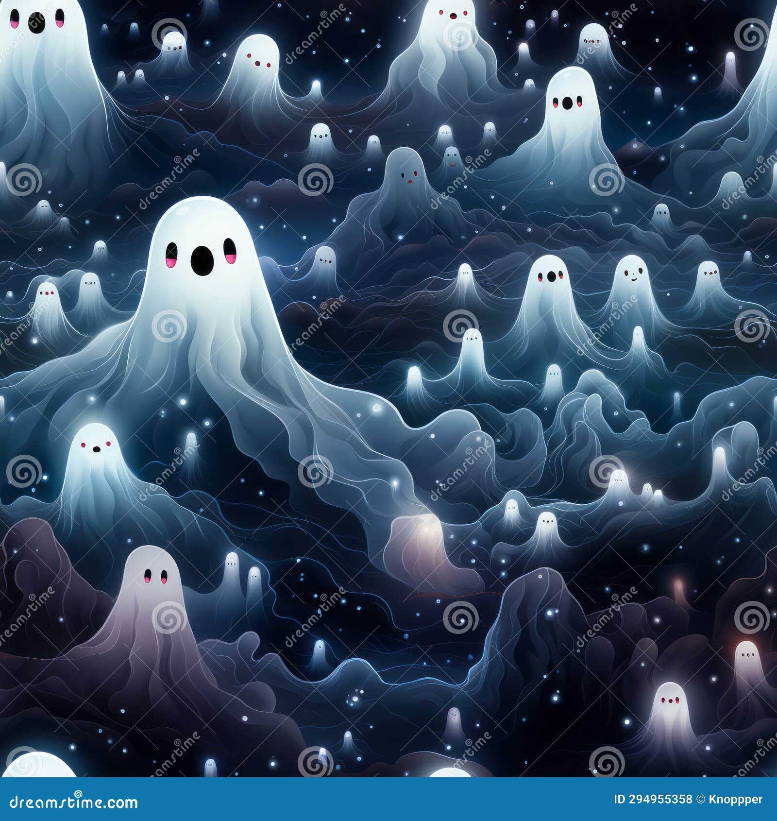 Cute Ghost Seamless Pattern Ai Generated Stock Illustration ...