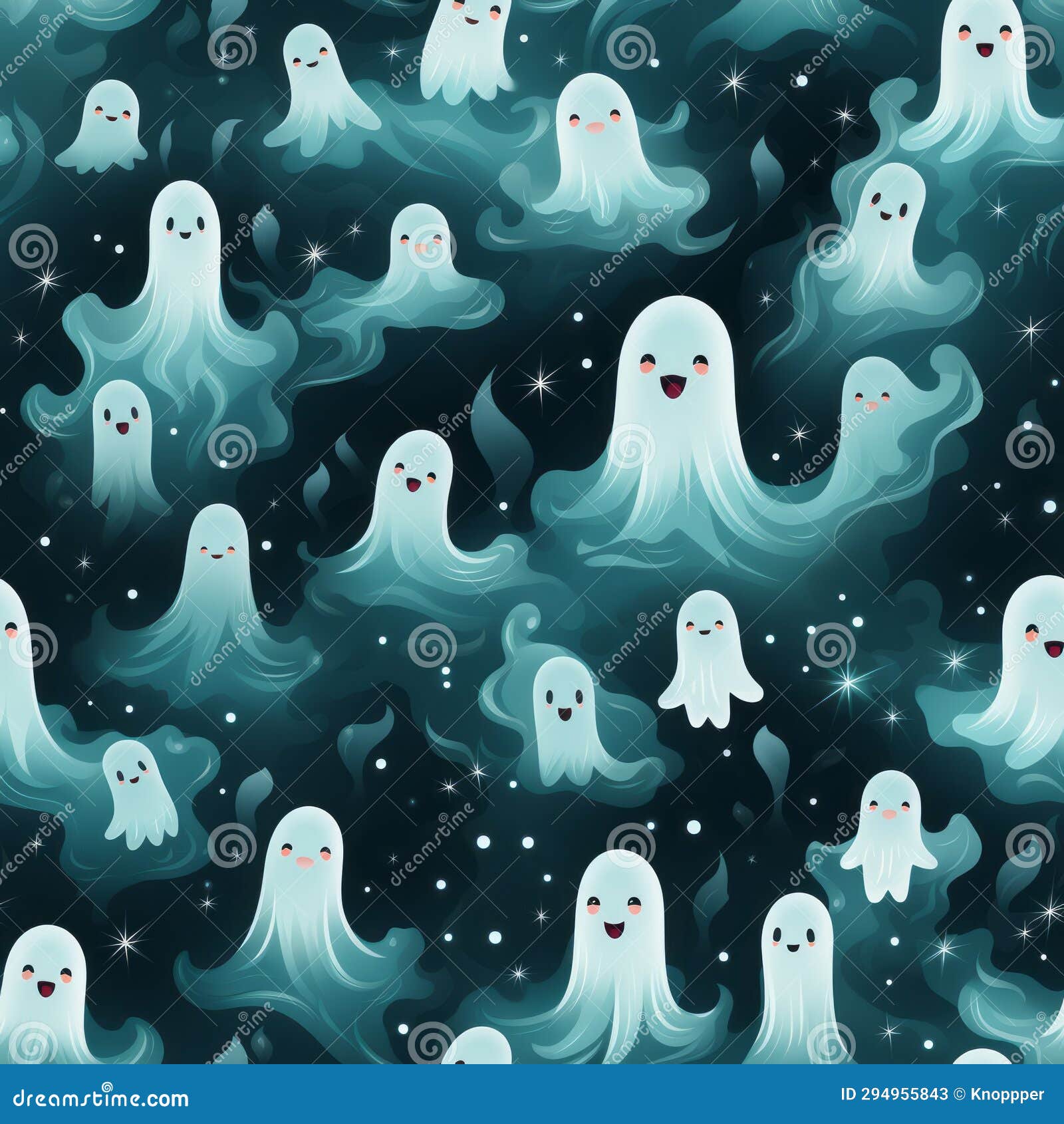 Cute Ghost Seamless Pattern Ai Generated Stock Illustration ...