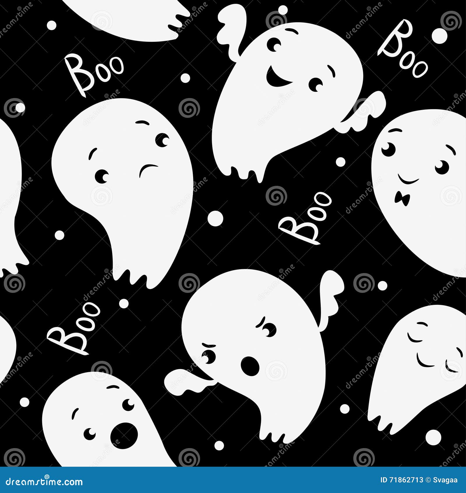 Ghosts Seamless Pattern, Pattern in Cartoon Style. Stock Illustration ...