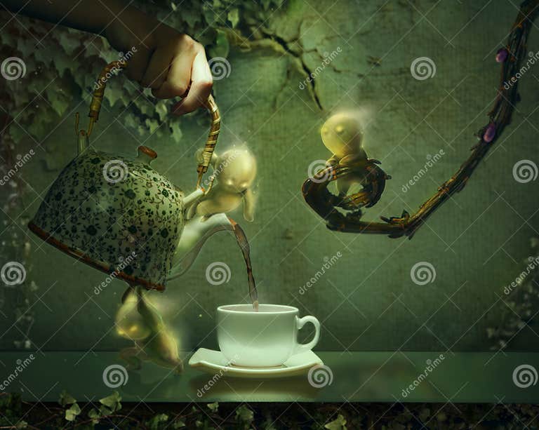 Ghosts Serving Tea from a Teapot Stock Illustration - Illustration of ...