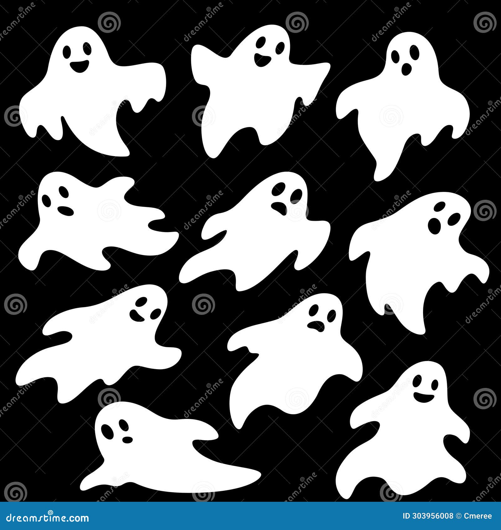 Set Of Simple Cute Sheet Ghost Characters, Vector Illustrations ...