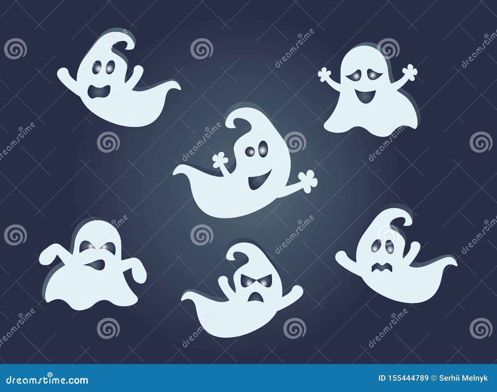 Ghosts Set Vector Illustration. Stock Vector - Illustration of afraid ...