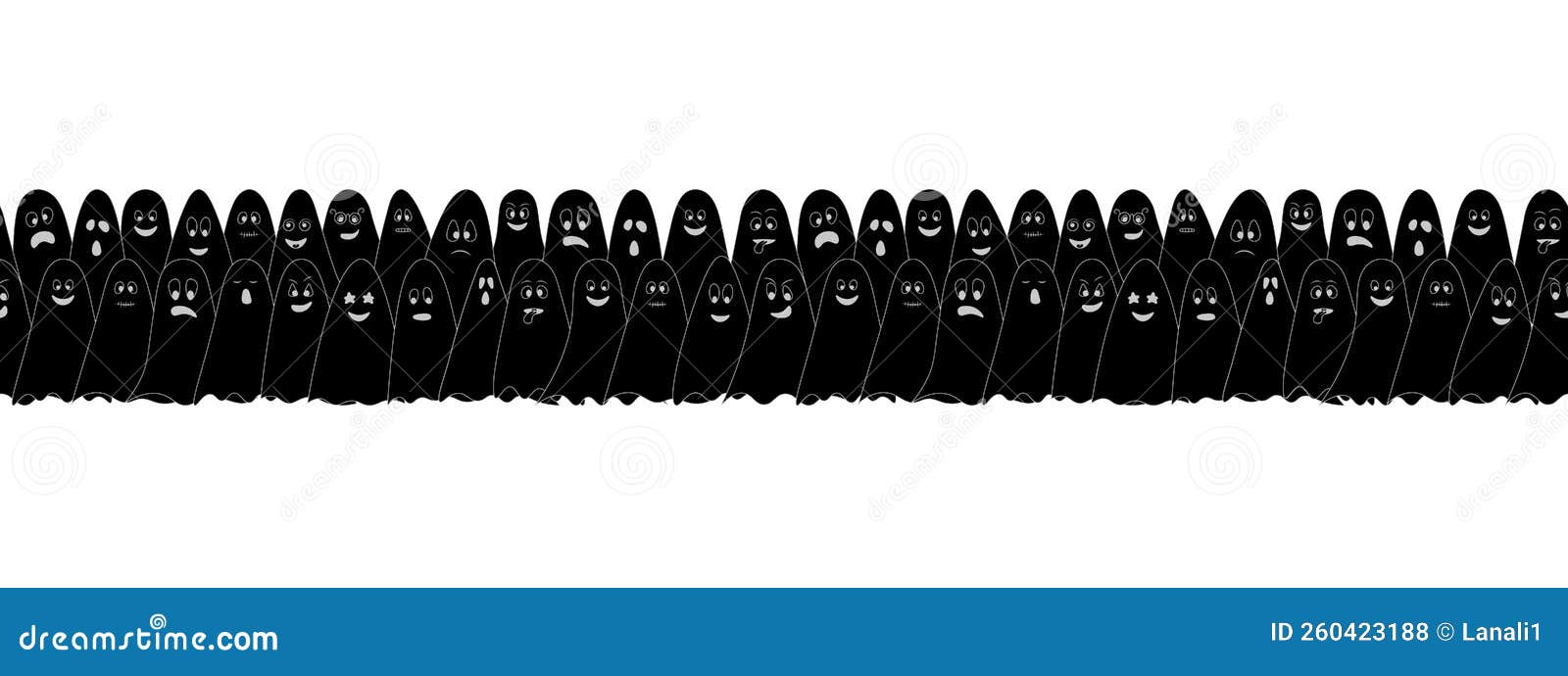 Ghosts. Spirit Black. Ghost with Different Grimaces, Seamless ...