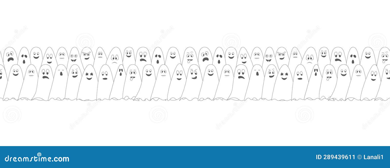 Ghosts. Spirit White. Ghost with Different Grimaces, Seamless ...