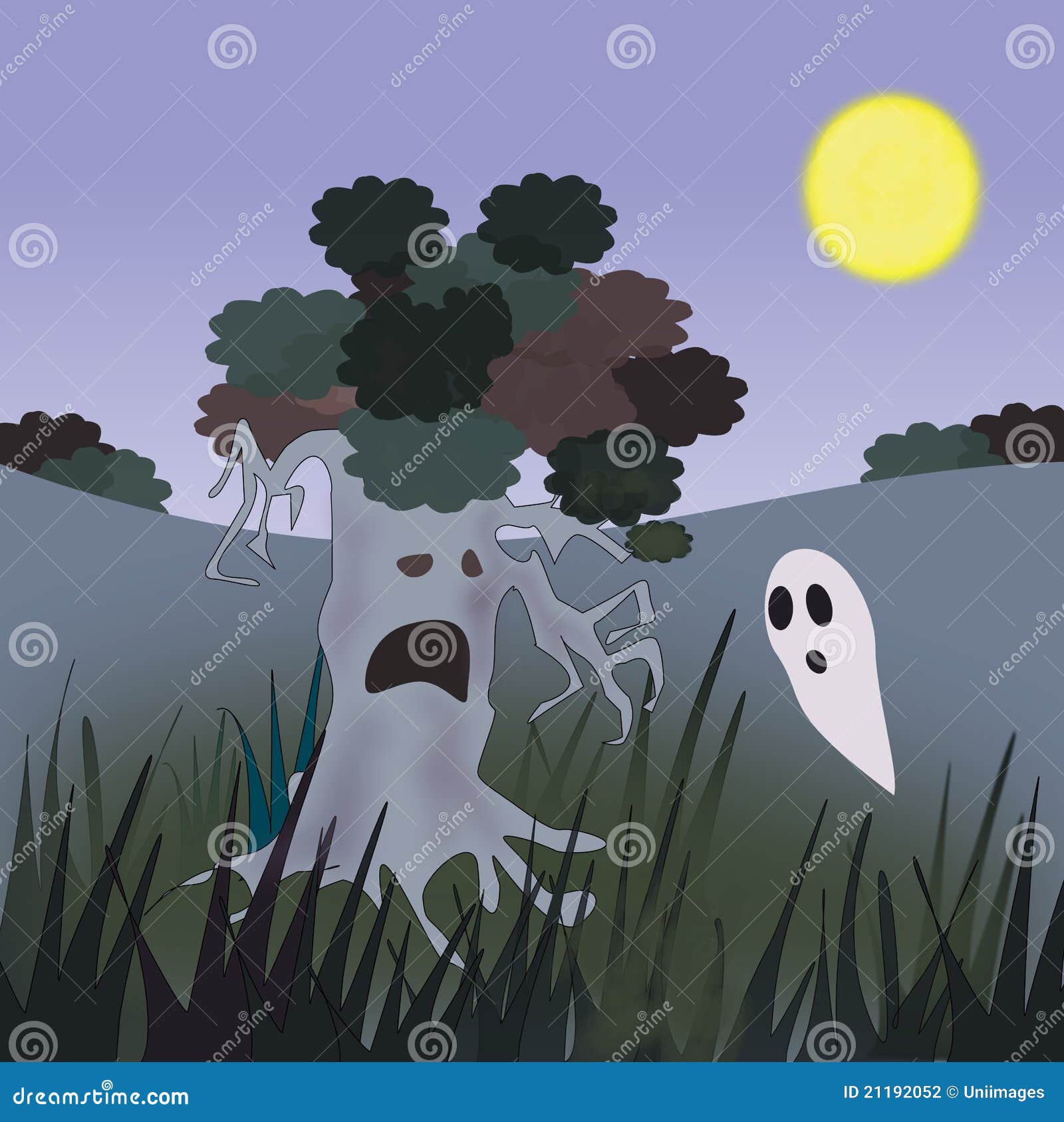 Ghosts and Tree stock illustration. Illustration of haunted - 21192052