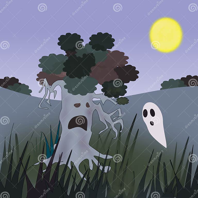 Ghosts and Tree stock illustration. Illustration of haunted - 21192052