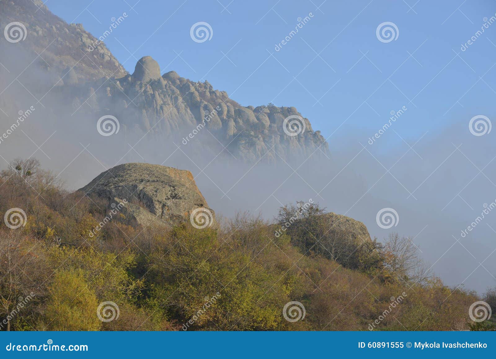 Ghosts valley in the mist stock image. Image of sunny - 60891555