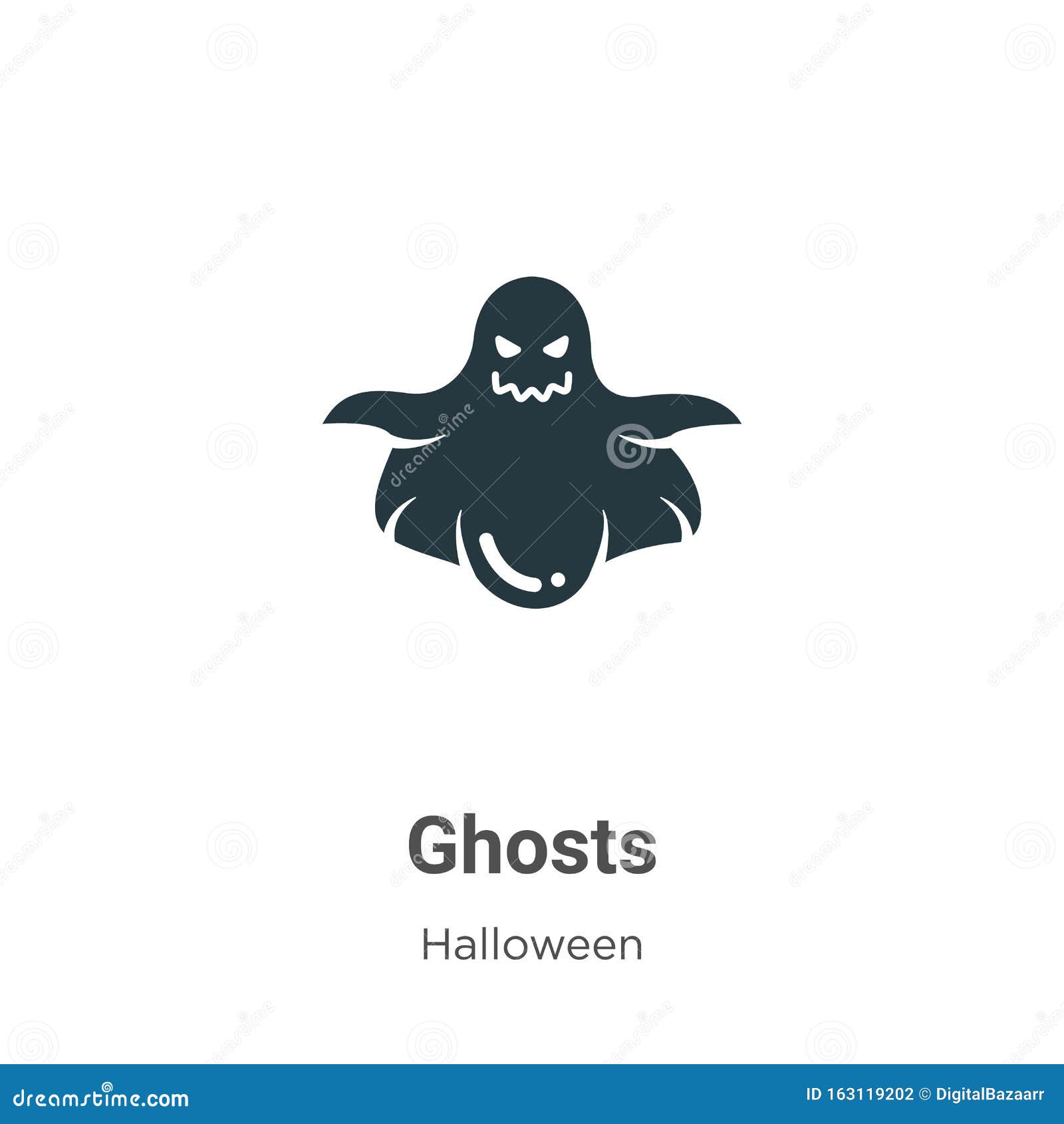 Ghosts Vector Icon on White Background. Flat Vector Ghosts Icon Symbol ...