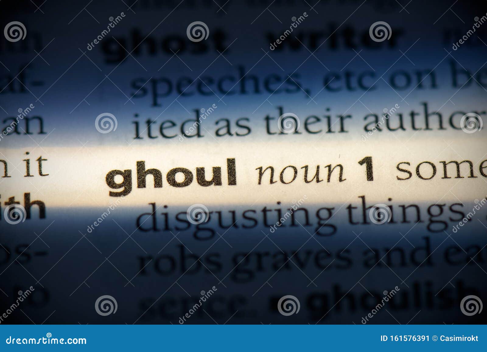 Ghoul stock image. Image of paper, macro, idea, vocabulary - 161576391