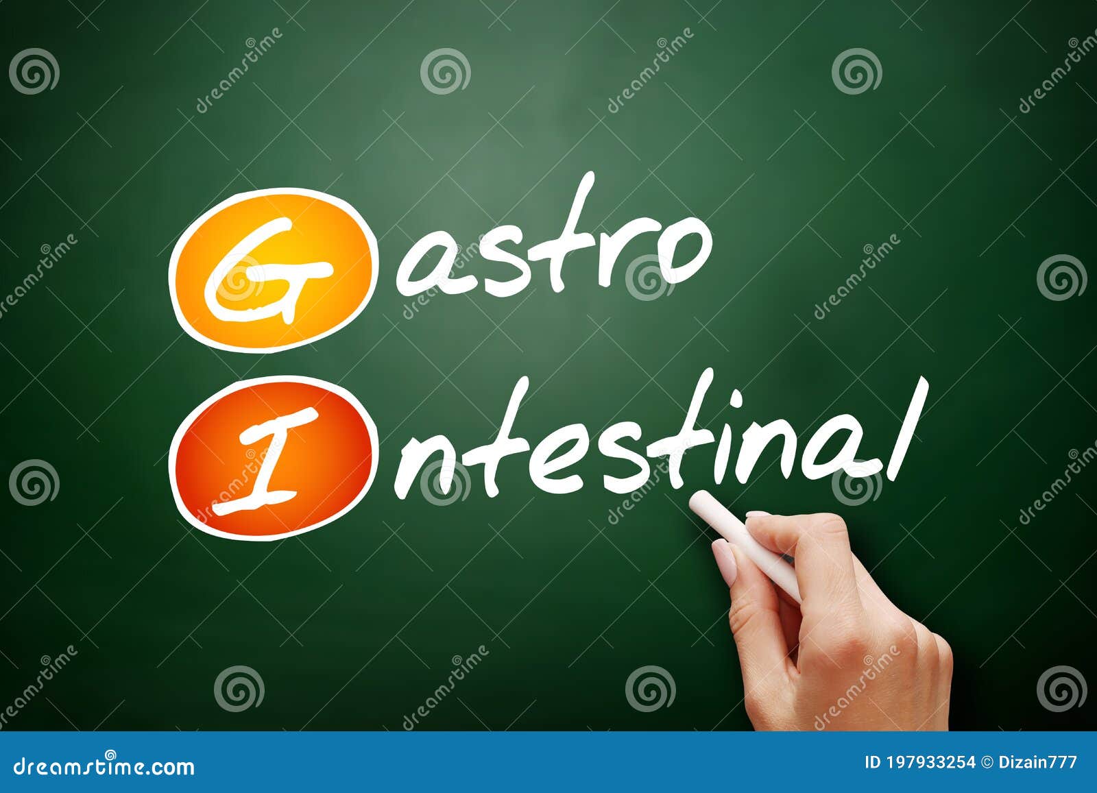 GI - Gastrointestinal Acronym, Concept on Blackboard Stock Photo ...