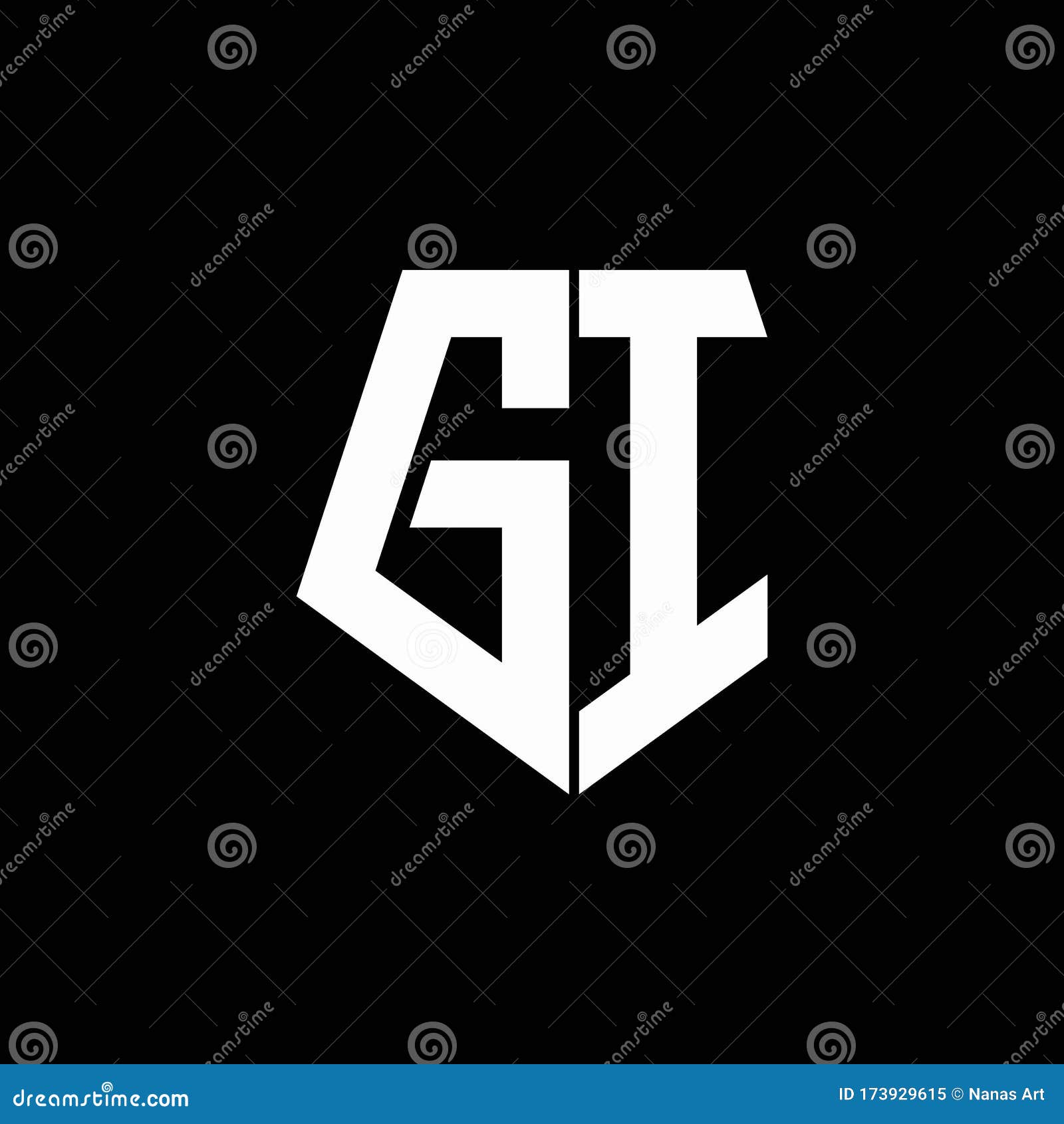 GI Logo Monogram with Pentagon Shape Style Design Template Stock Vector ...