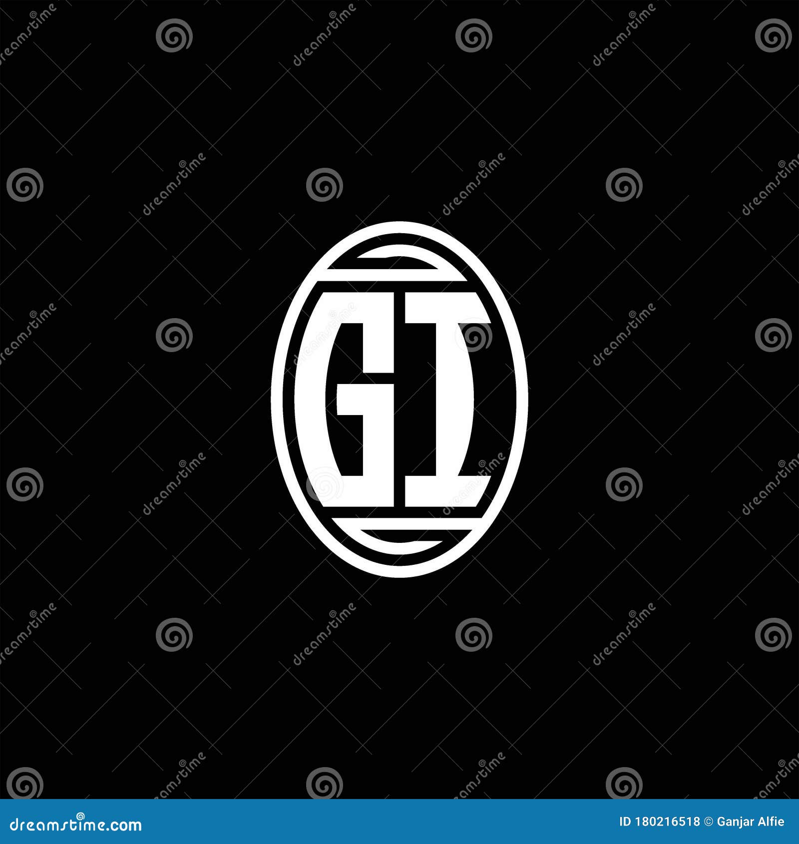 GI Monogram Logo Isolated on Oval Rotate Shape Stock Vector ...
