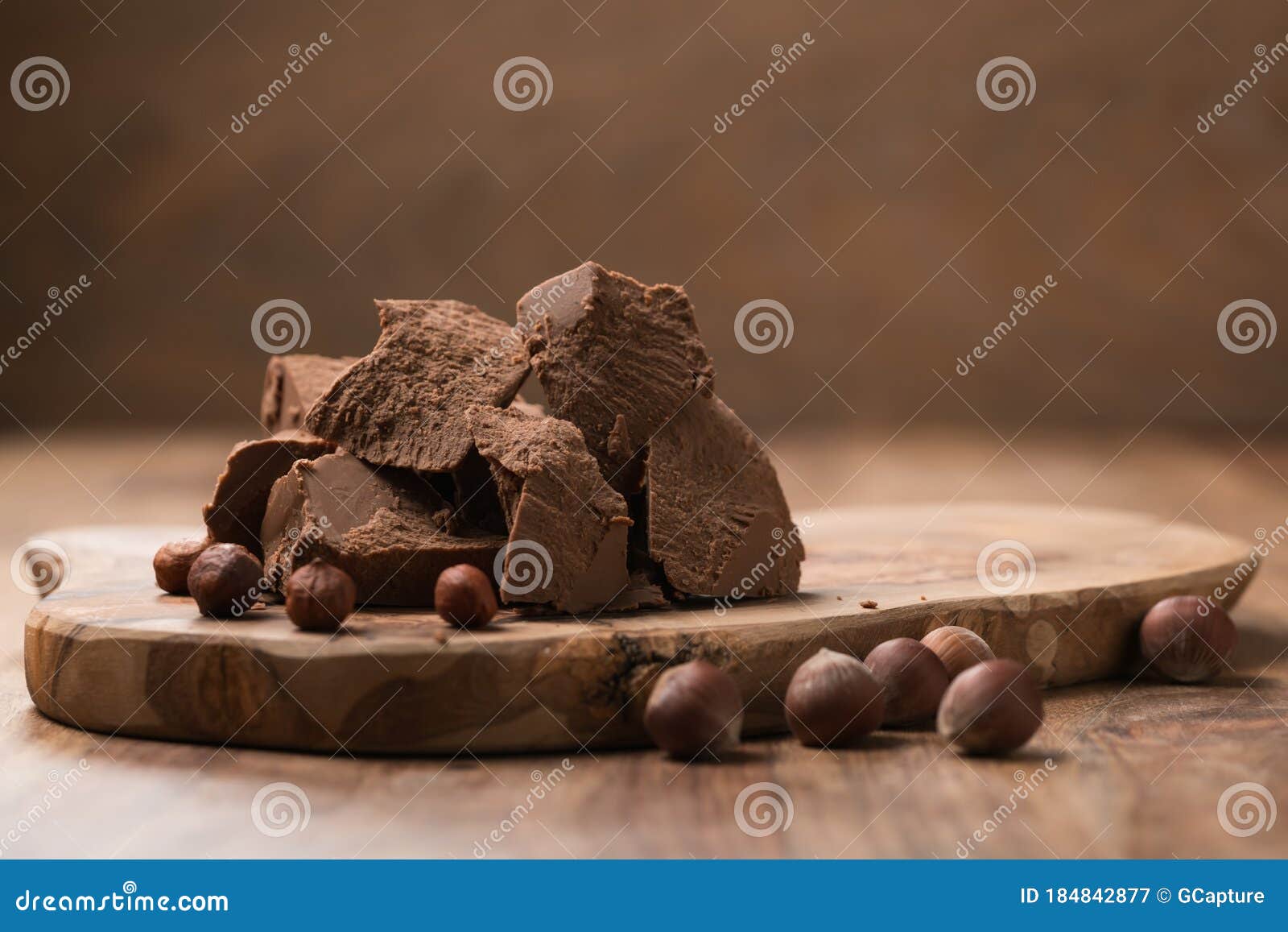 Gianduja Chunks On Wood Board Background Stock Image | CartoonDealer ...