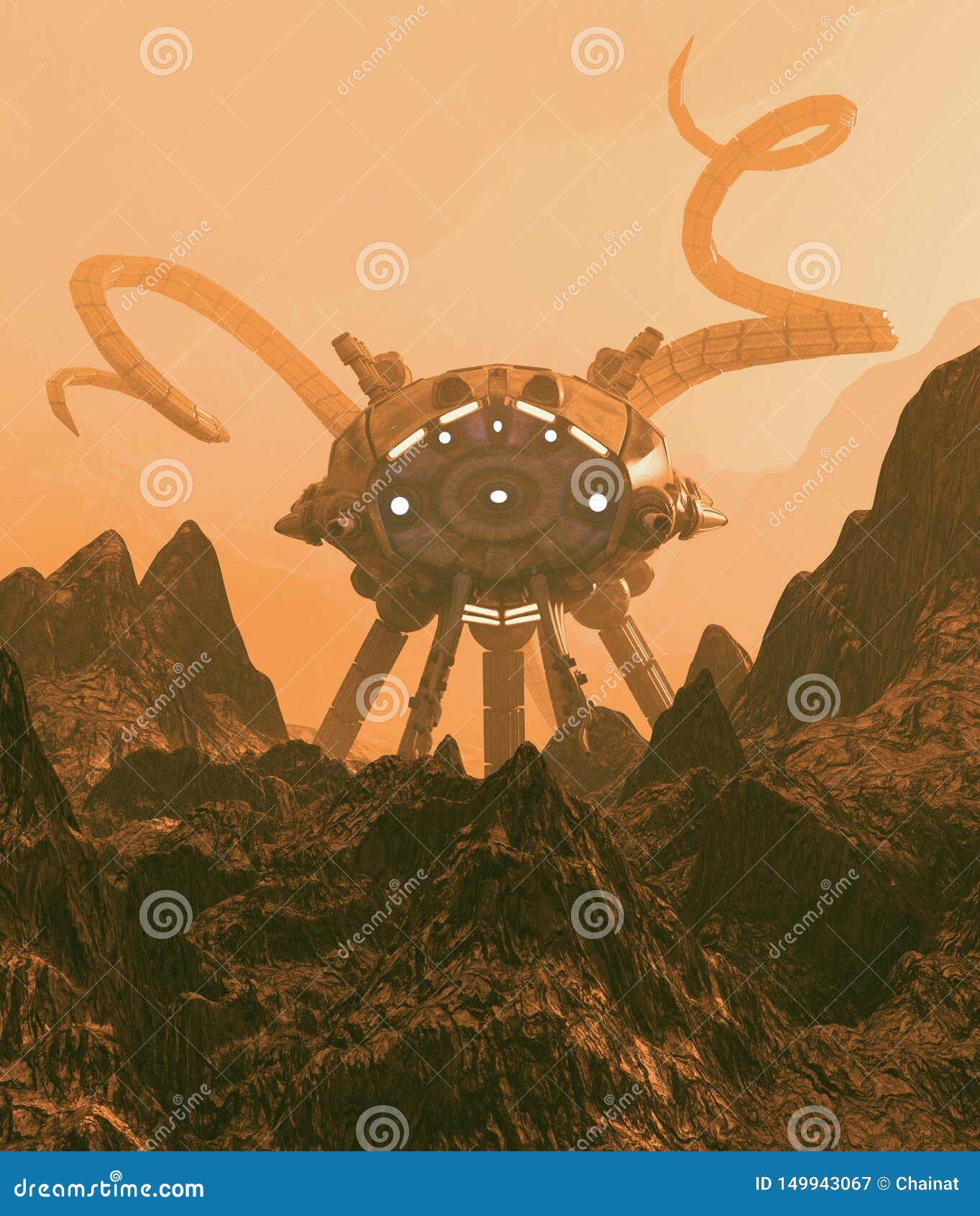 Alien Ship Leaving Distant Planet Stock Image | CartoonDealer.com #50361595
