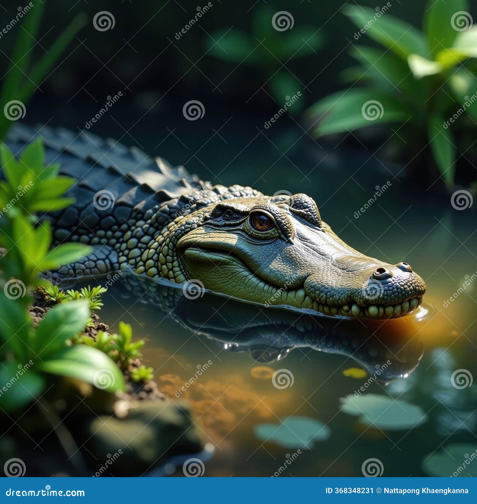 A Giant Alligator-with Its Jaws Snapping Shut Water Splashing Stock ...