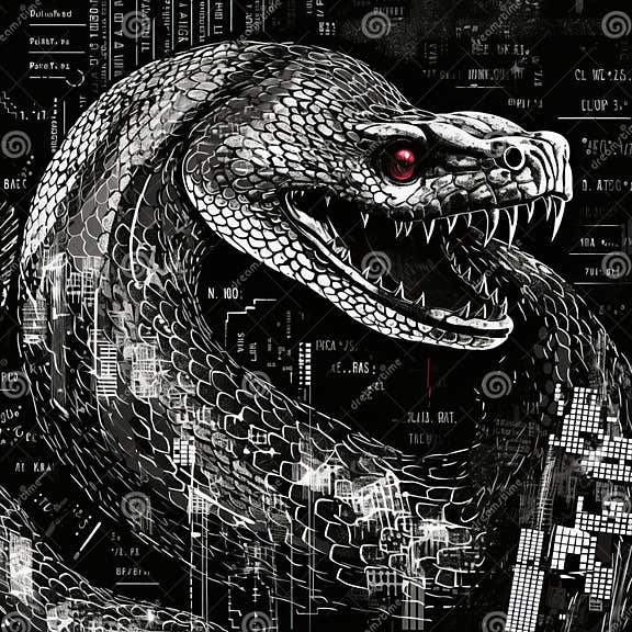 Giant Angry Python Snake Artwork Generative AI Stock Illustration ...