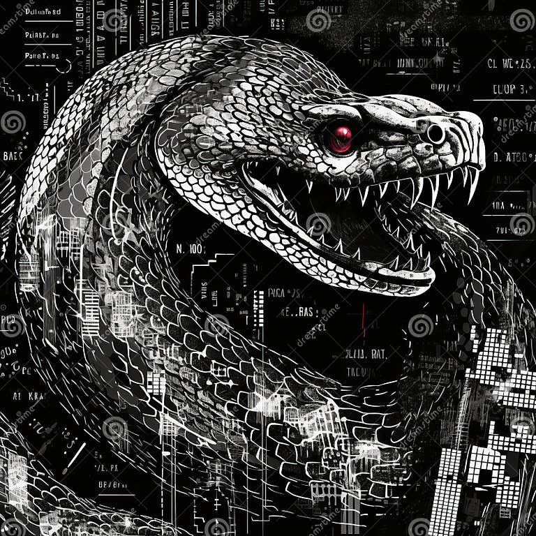 Giant Angry Python Snake Artwork Generative AI Stock Illustration ...