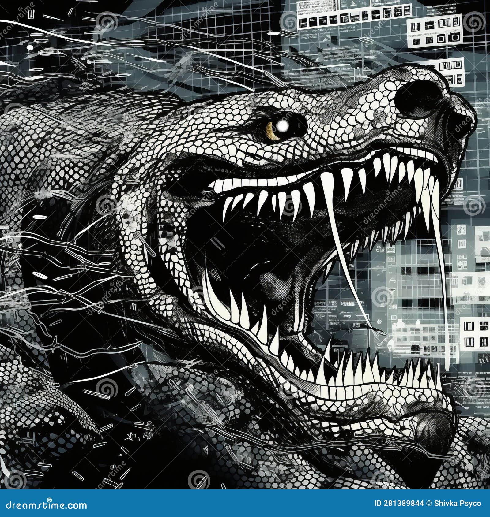 Giant Angry Python Snake Generative AI Stock Illustration ...