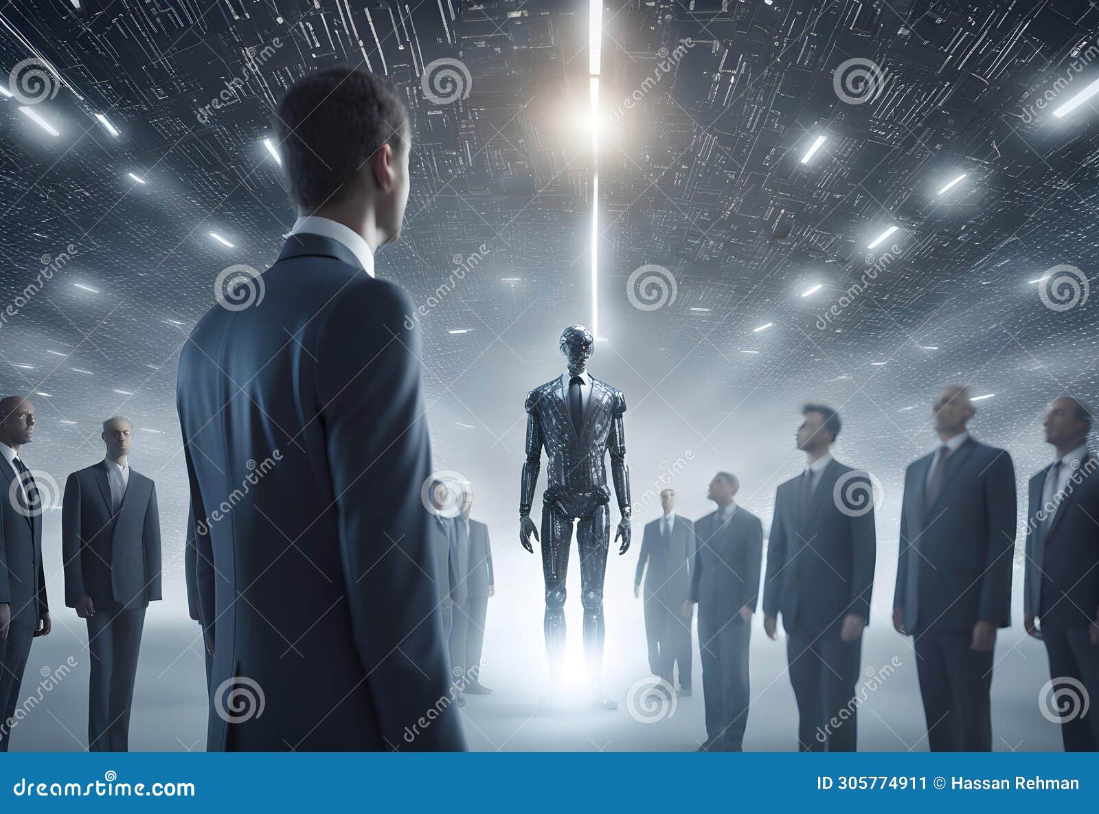 Giant Artificial Intelligence that Shines Stock Illustration ...