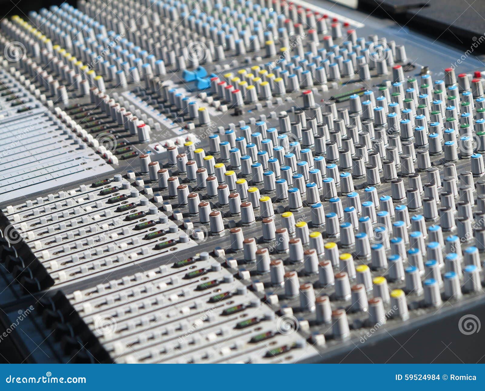 Giant Audio Sound Mixer with Color Buttons and Sliders Stock Photo ... Giant Audio Sound Mixer with Color Buttons and Sliders Stock Photo ...