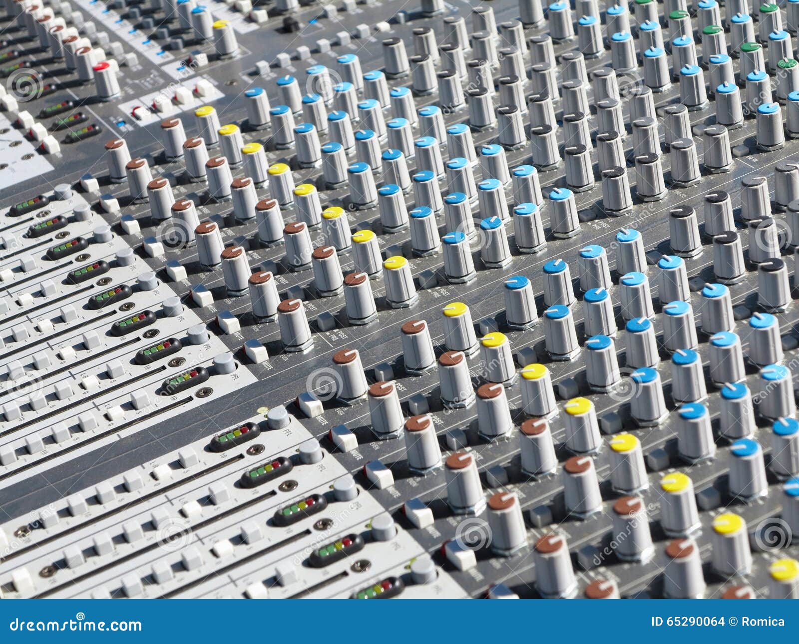 Giant Audio Sound Mixer with Color Buttons and Sliders Stock Photo ... Giant Audio Sound Mixer with Color Buttons and Sliders Stock Photo ...