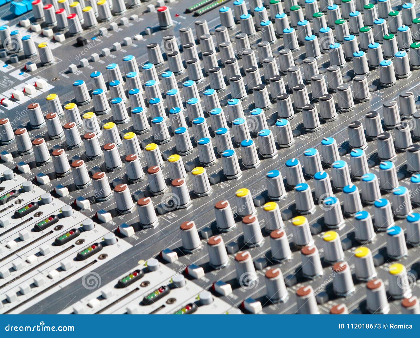 Giant Audio Sound Mixer with Color Buttons and Sliders Stock Image ... Giant Audio Sound Mixer with Color Buttons and Sliders Stock Image ...