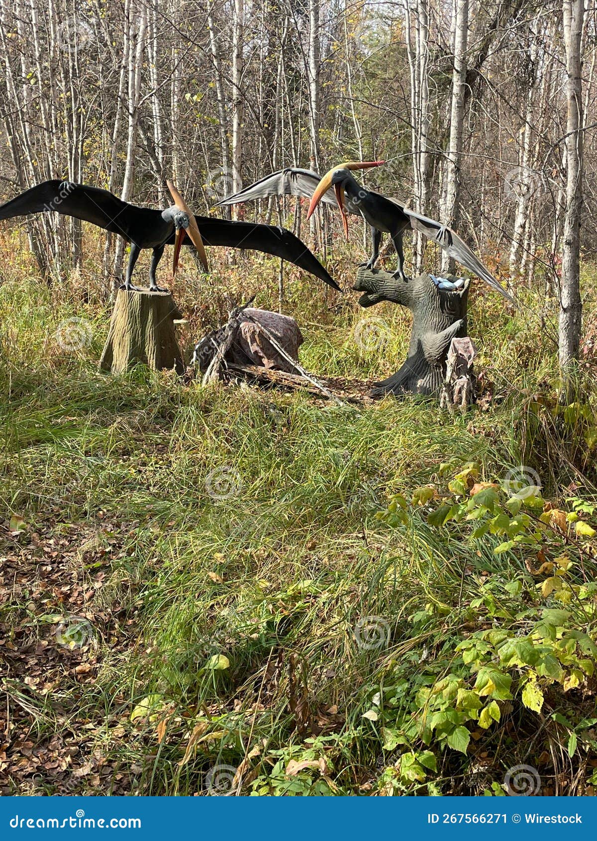Giant Bird Figurine in the Forest Stock Image - Image of color ...