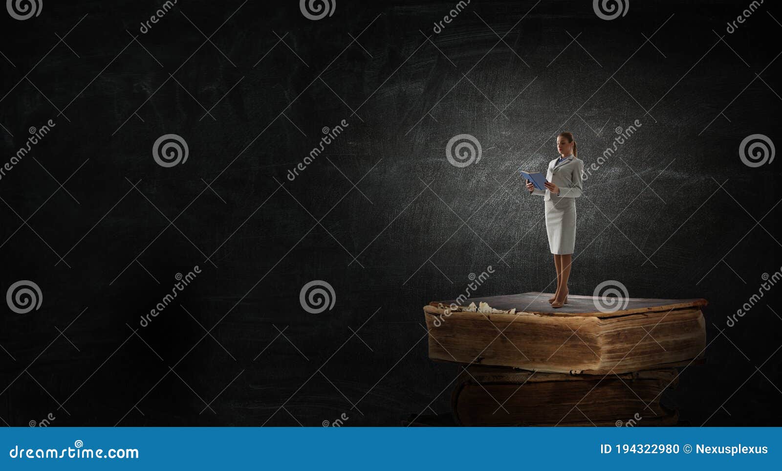 Giant Book and Reading Person Stock Photo - Image of sorcery, stand ...