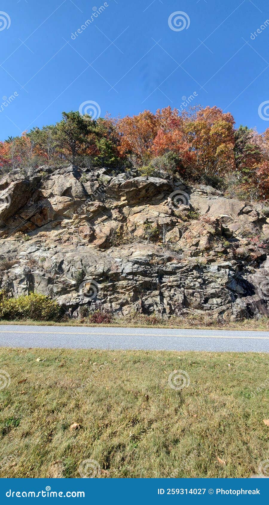 Giant Boulder on the Blue Ridge Parkway in Fall Stock Image - Image of ...
