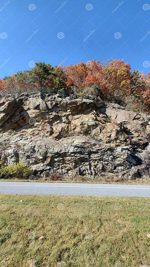 Giant Boulder on the Blue Ridge Parkway in Fall Stock Image - Image of ...