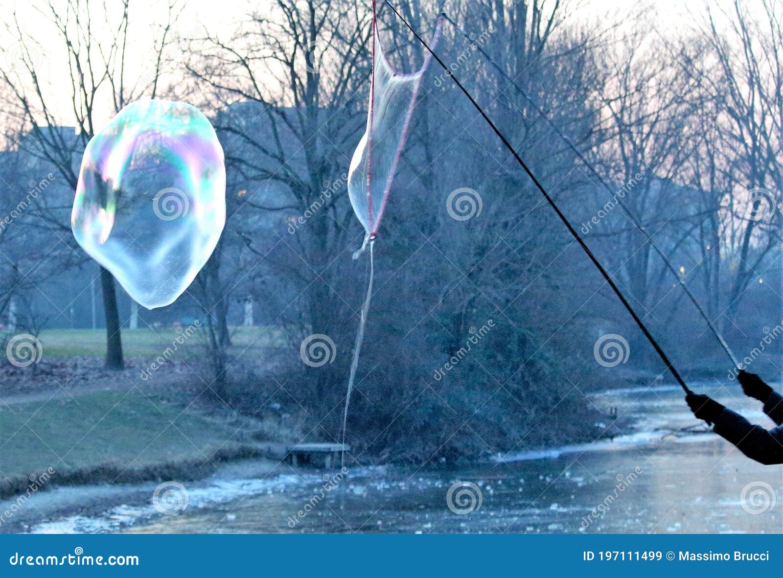 A Giant Bubble Floating Free in the Open and Another that is Forming ...