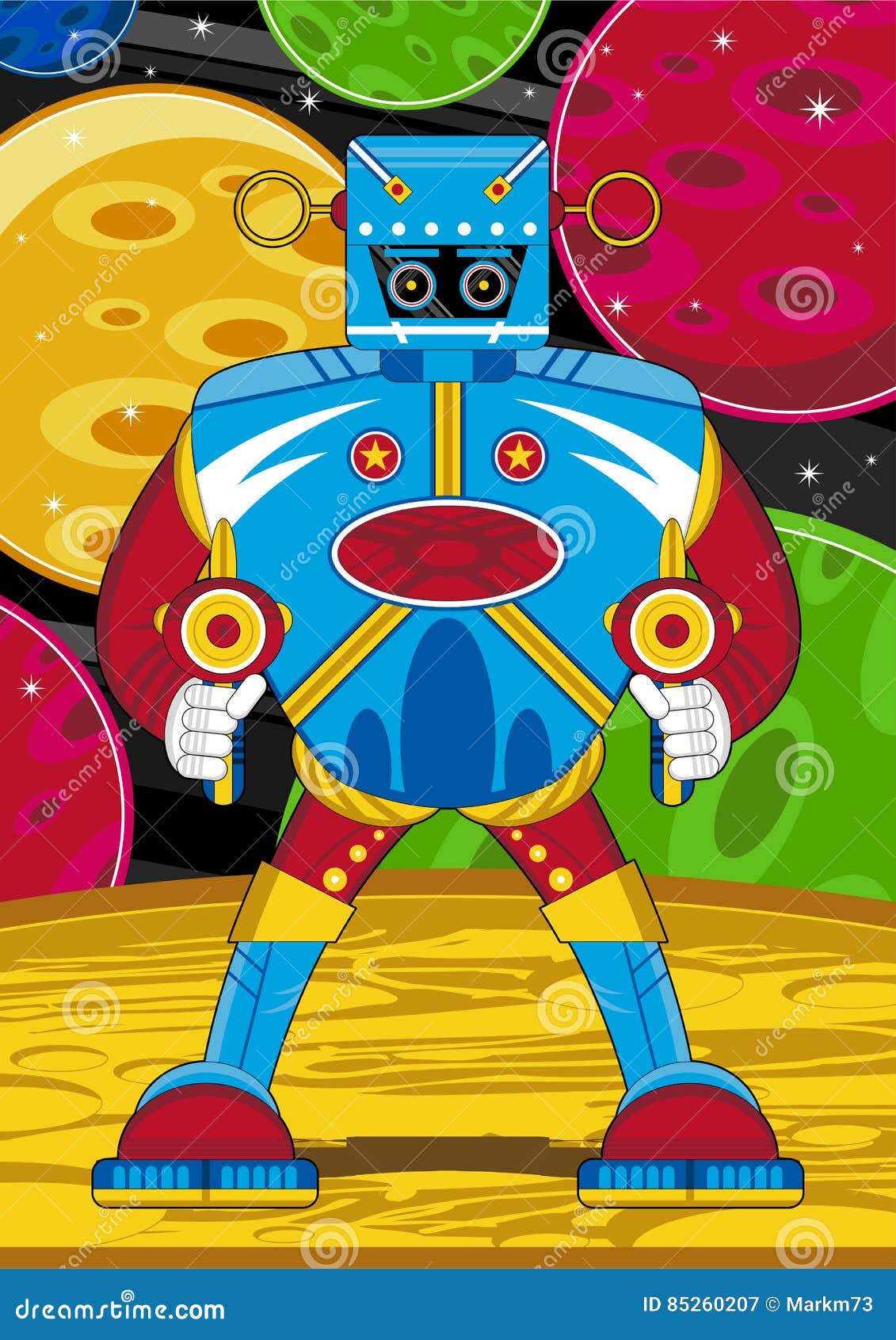 Giant Cartoon Mecha Robot stock vector. Illustration of raygun - 85260207