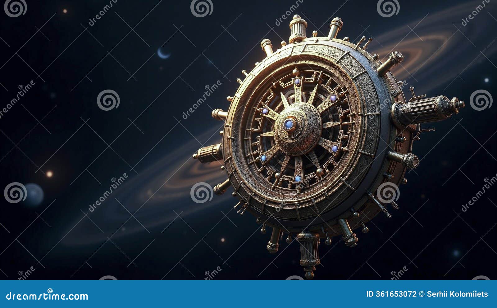 A Giant Celestial Clockwork Mechanism Floating in Deep Space, Its Gears Turning in ...