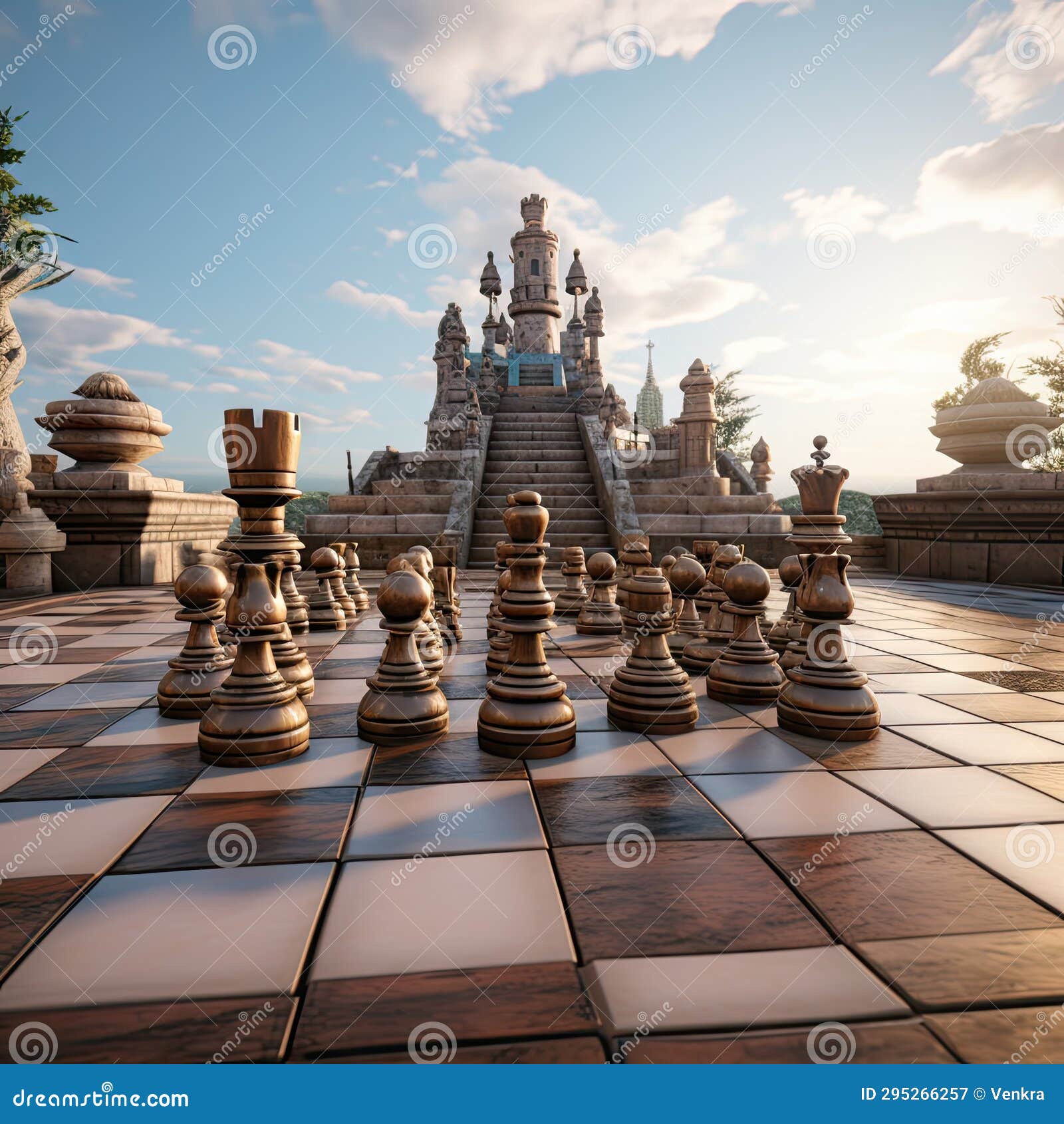 Giant Chess Board Digital Artistic Illustration Stock Illustration ...