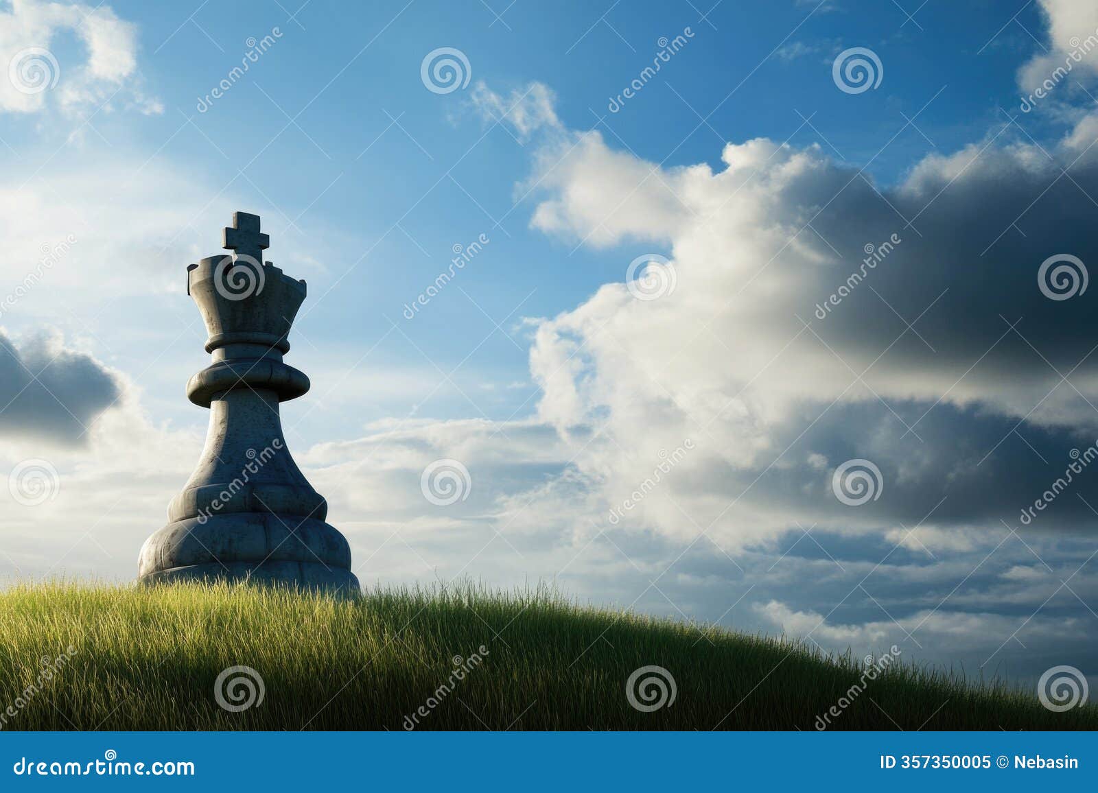 Giant Chess King in Serene Landscape Under Blue Sky with Clouds Stock ...