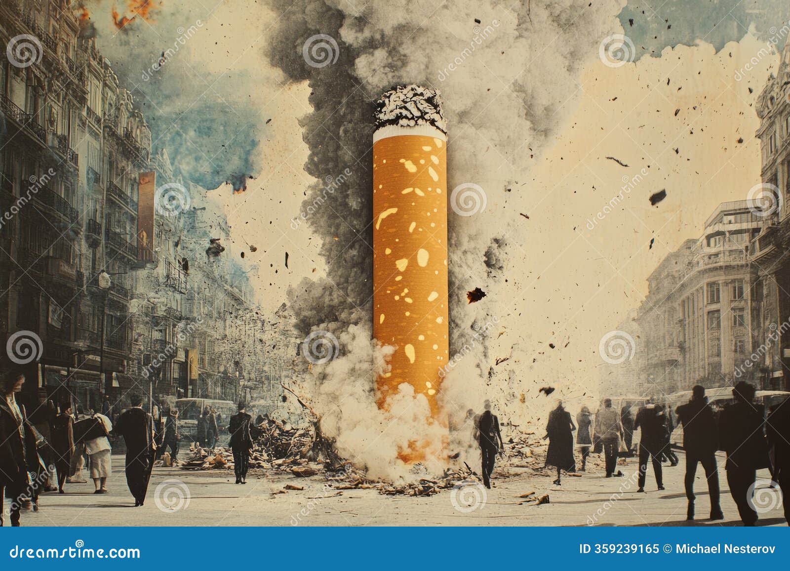 Giant Cigarette Explodes in a City Center, Causing Destruction and ...