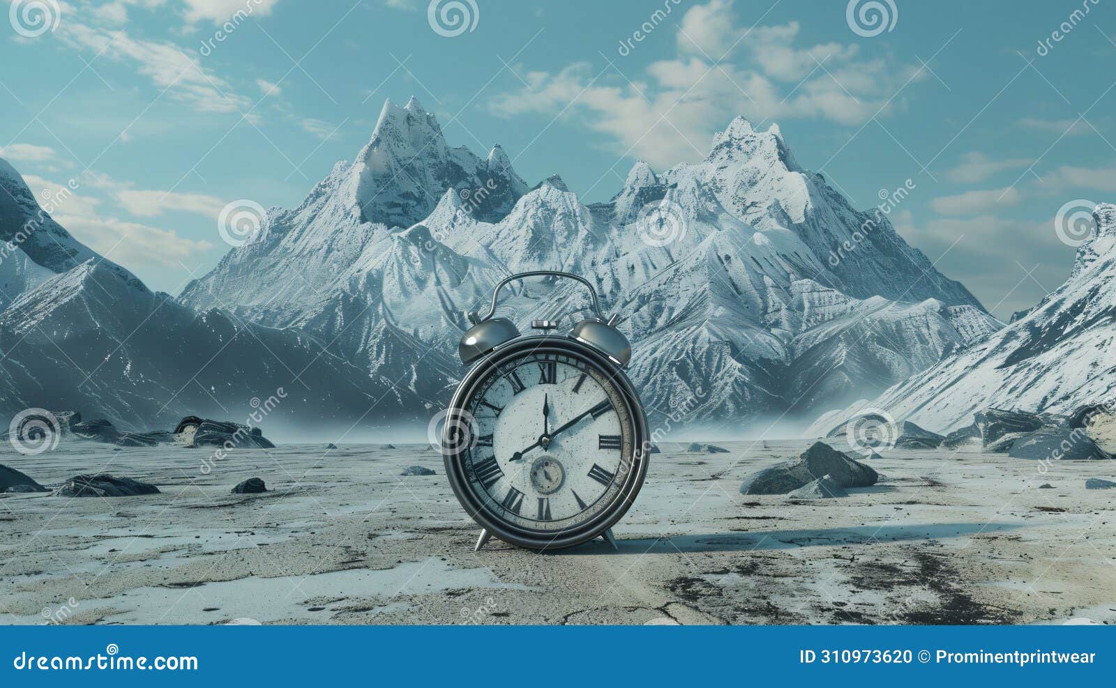 A Giant Clock in Front of the Mountains Time is Running Out Stock ...