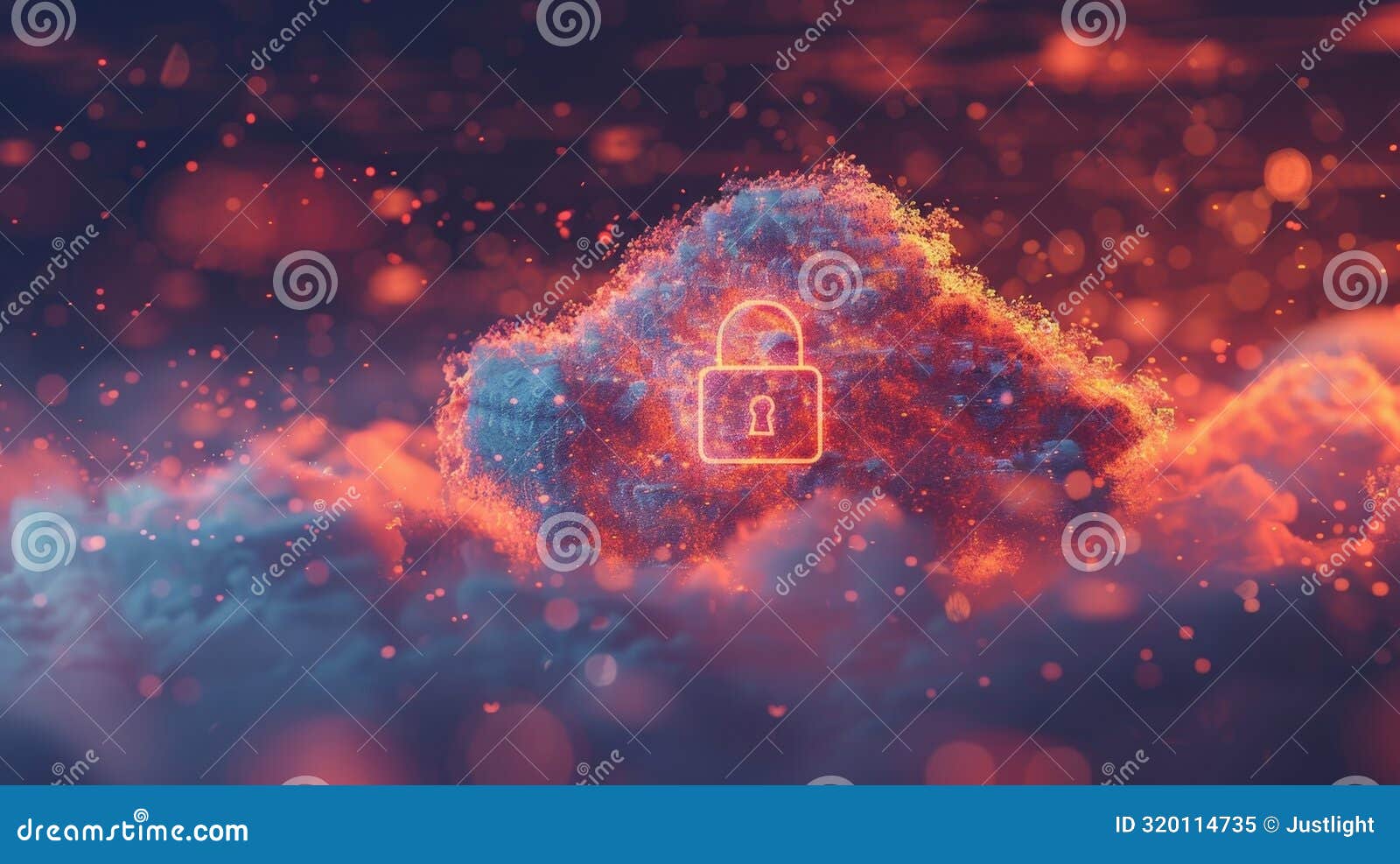A Giant Cloud with a Lock Symbol on it Signifying the Security and ...