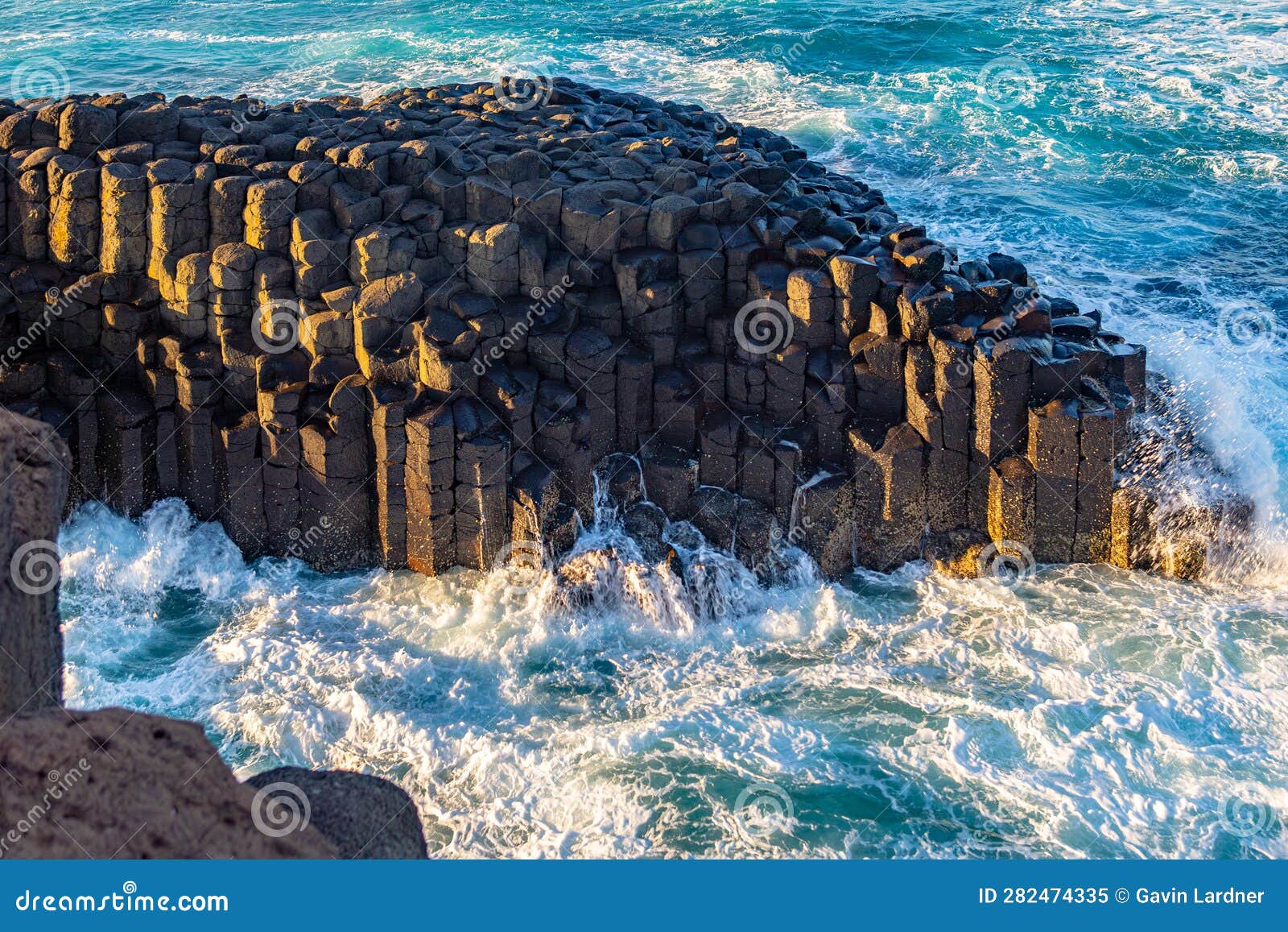 Giant Columns of Ancient Volcanic Basalt Battered by the Ocean Waves ...