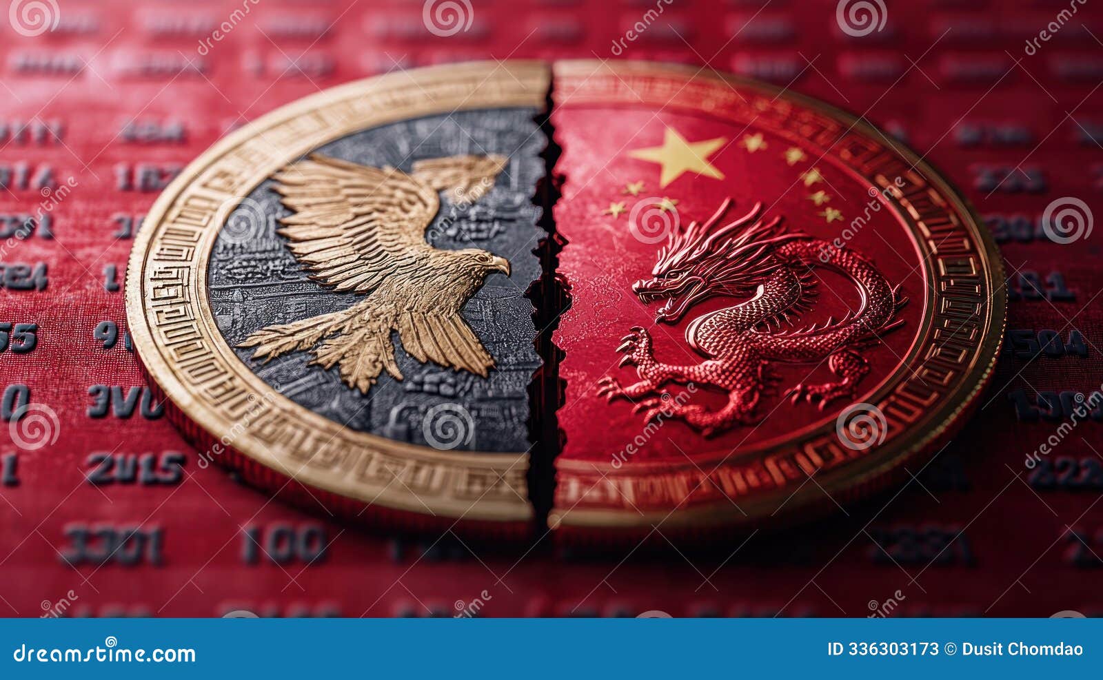 A Giant Cracked Digital Coin Split into Two Halves, Symbolizing ...
