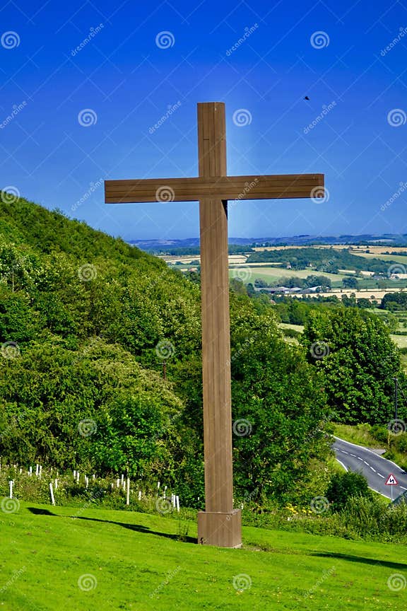 Giant Cross on the Hillside Stock Photo - Image of country, religion ...
