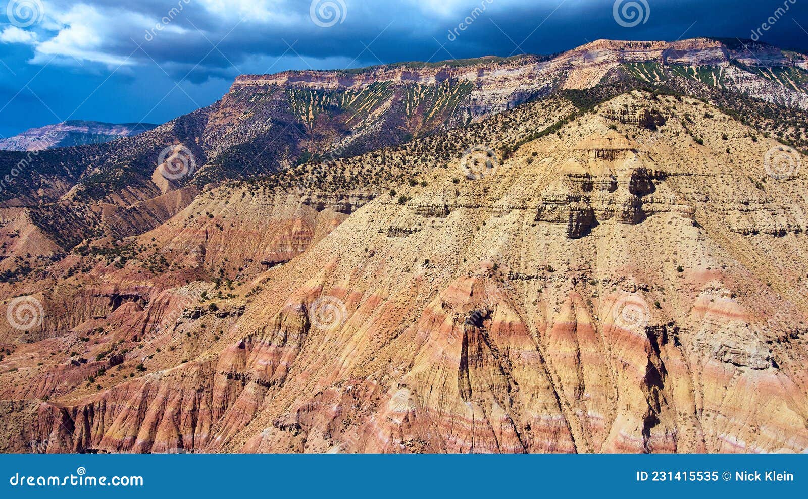 Giant Desert Sandy Mountains with Spotted Green Plants Stock Image ...