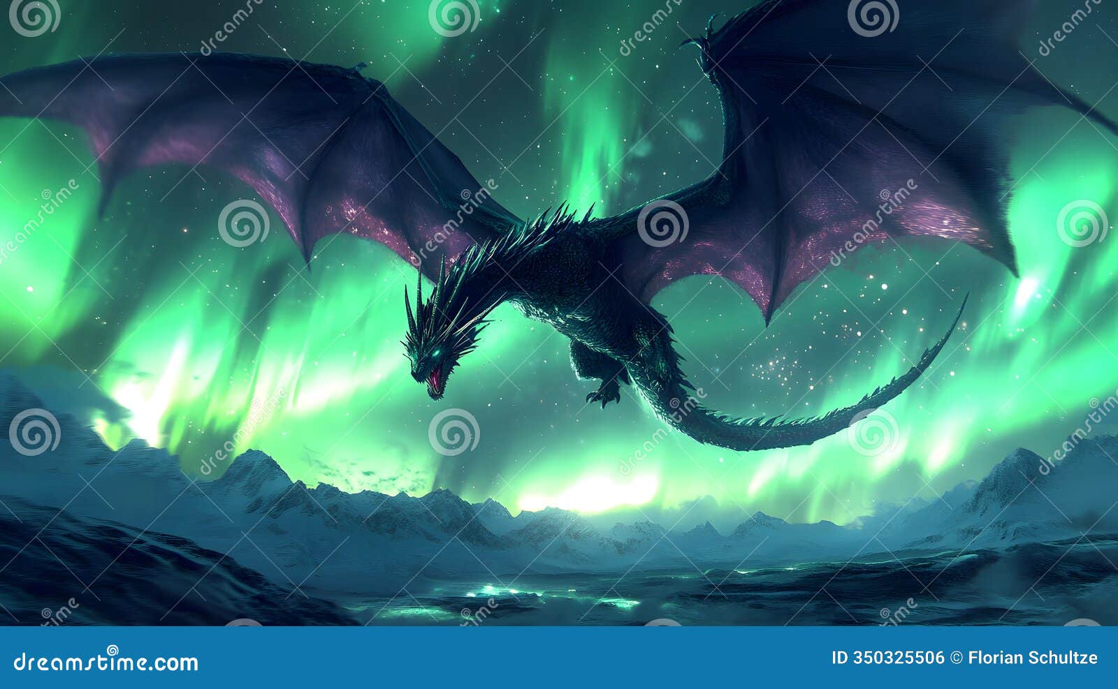 A Giant Dragon Stands In The Mountains On The City Royalty-Free Stock ...