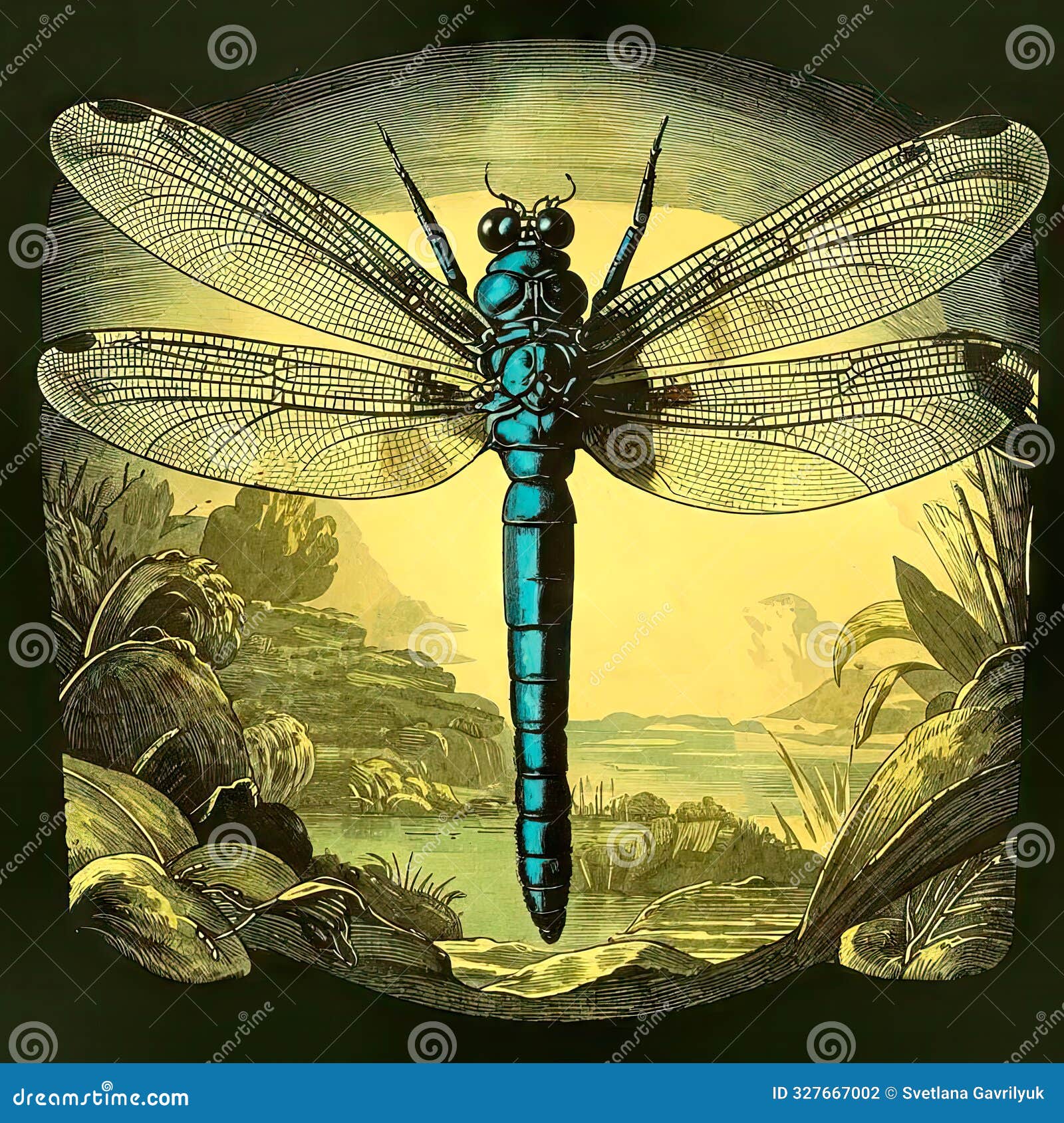 A Giant Dragonfly Meganevra in the Style of an Ancient Biological ...