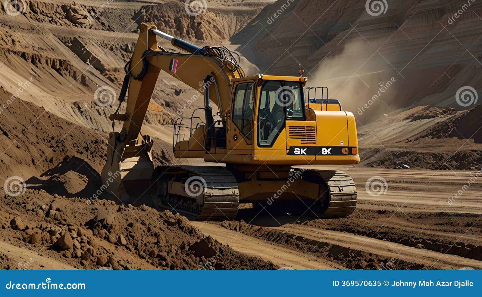 A Giant Excavator Bucket Scooping Up Large Amounts Of Earth Royalty ...