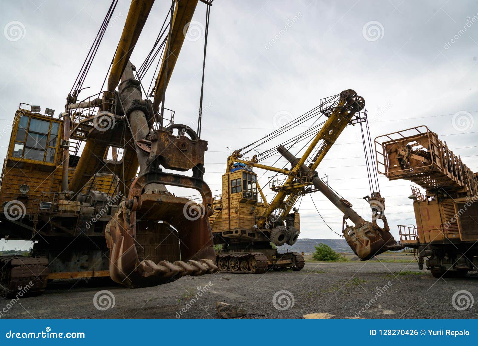 Giant Excavators Digging On Open Pit Coal Mine Kostolac Stock Image ...